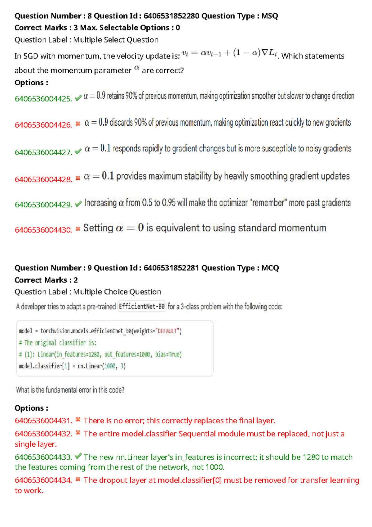 DLGen AI-6: Multiple Choice & Select Questions on SGD and Transfer ...