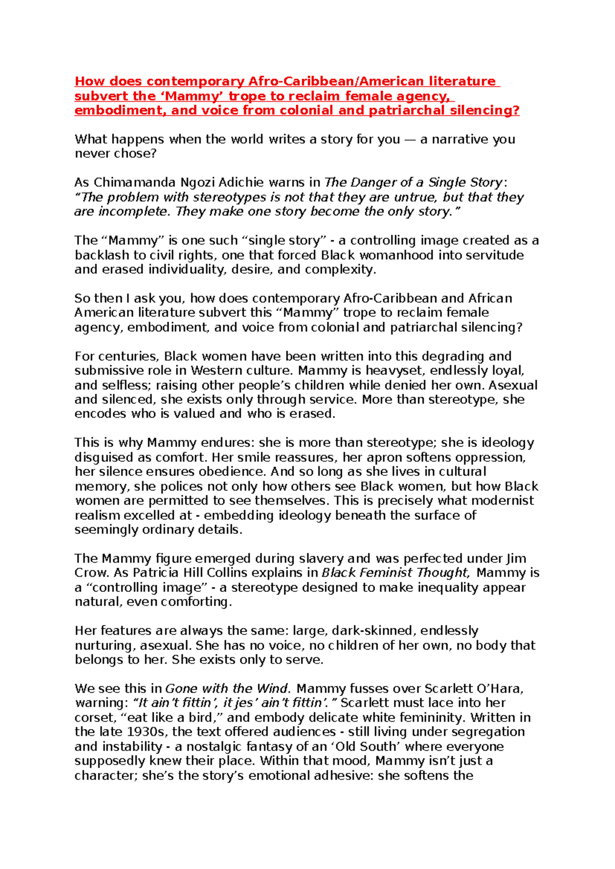 ENG EXT IP - Reclaiming Female Agency in Contemporary Literature - Studocu