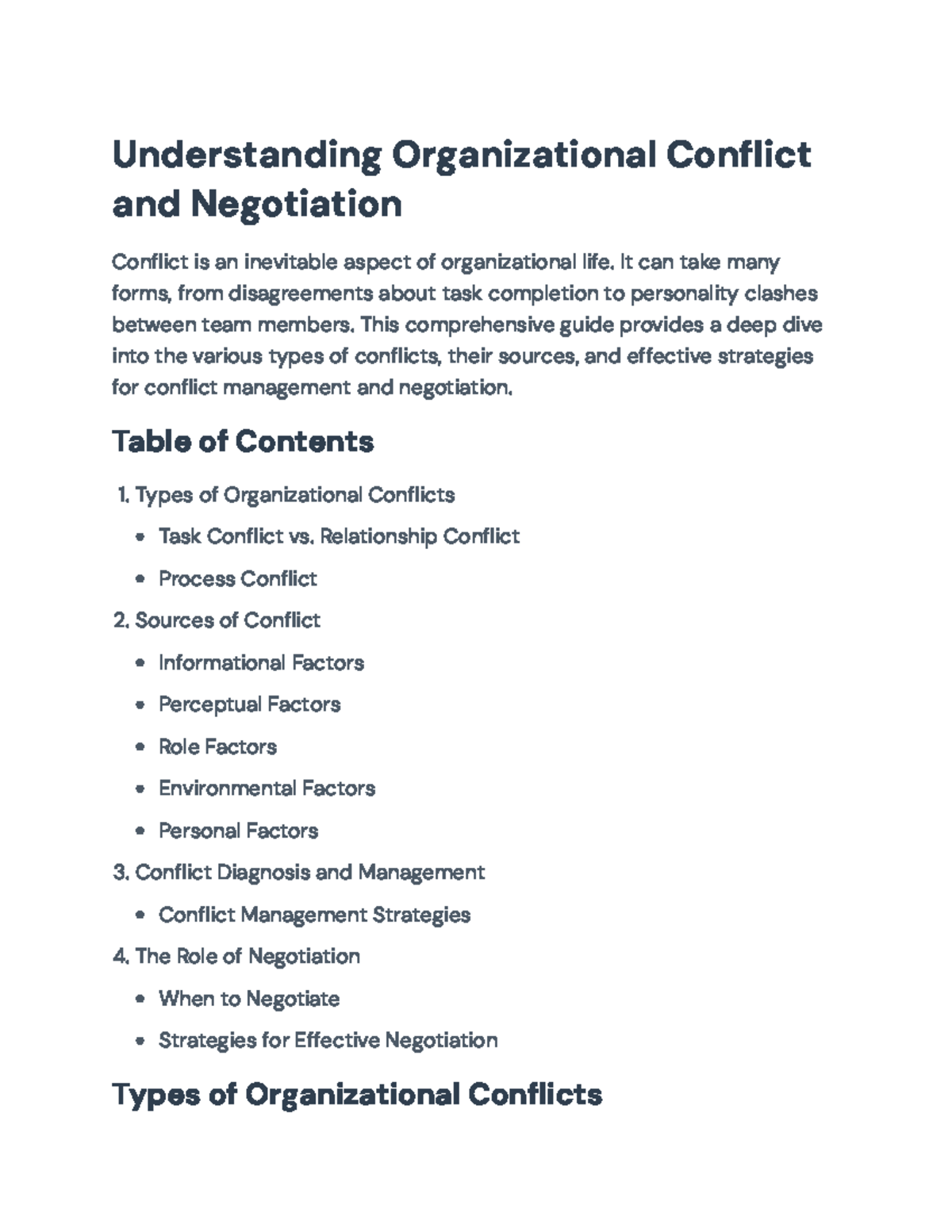 Understanding Organizational Conflict and Negotiation Strategies ...