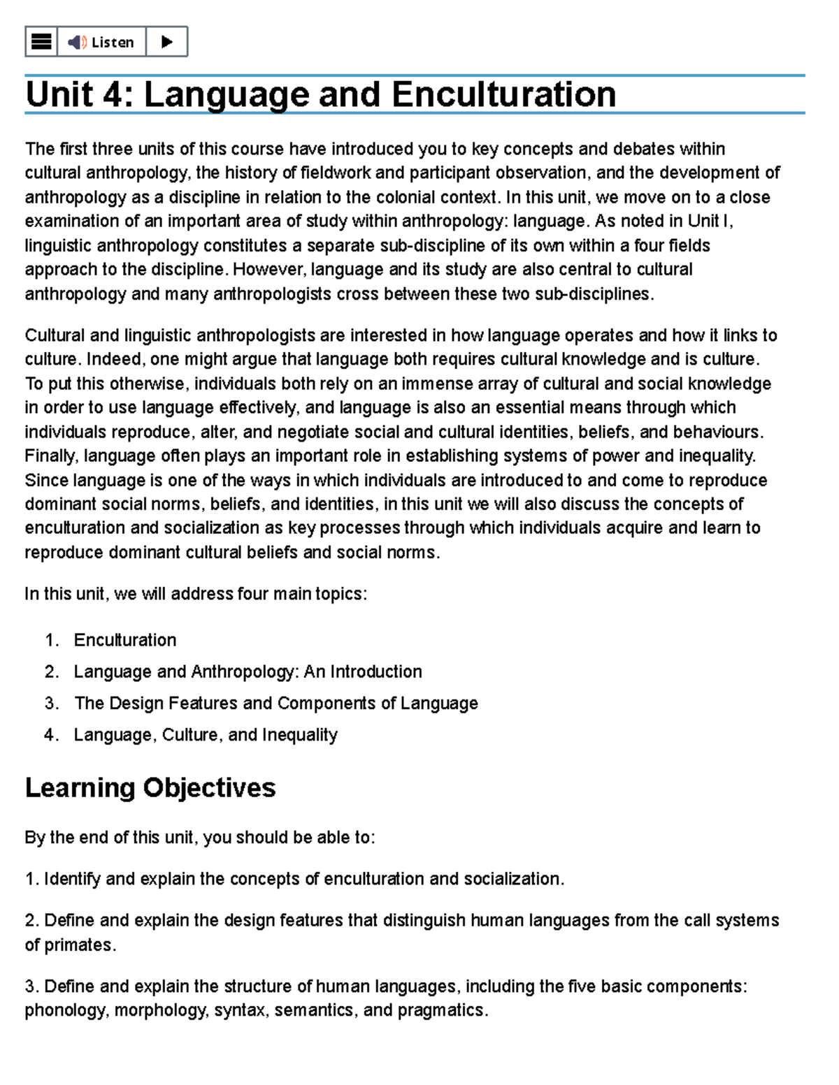 Unit 4 - ANTH-1220-D01 - Cultural Anthropology - Unit 4: Language and ...