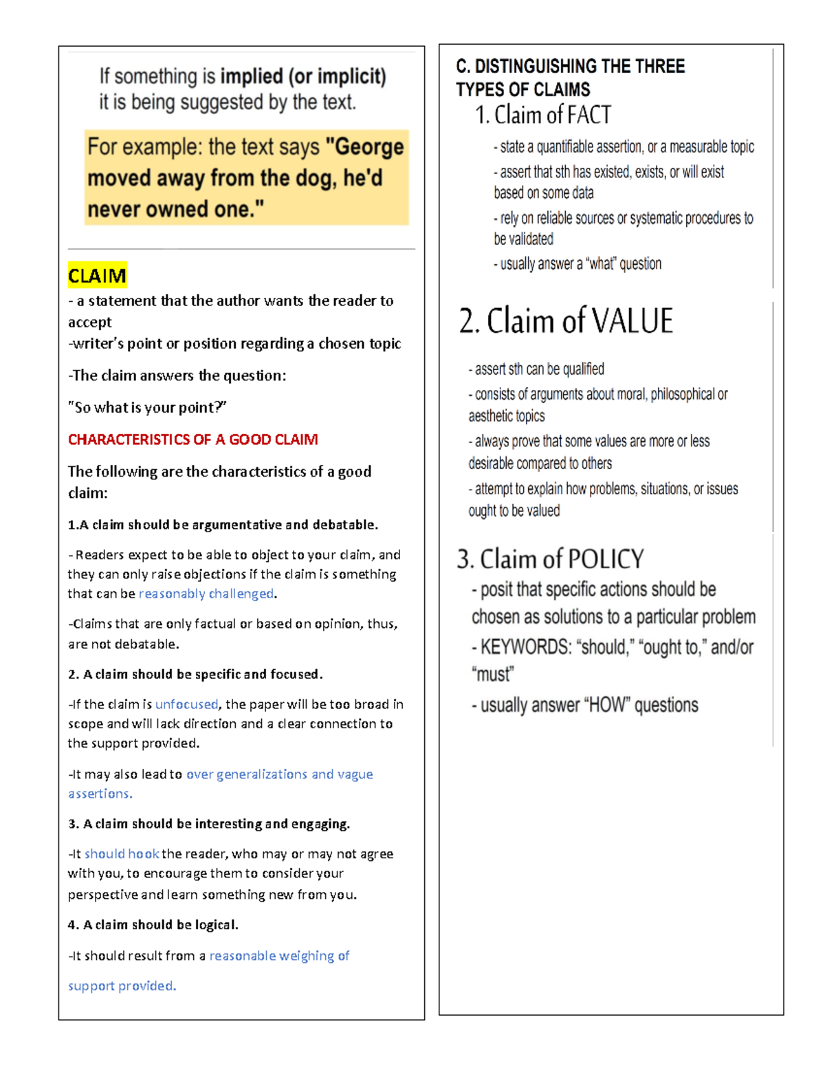 RW PART 2 pdf - Academic research - CLAIM a statement that the author ...