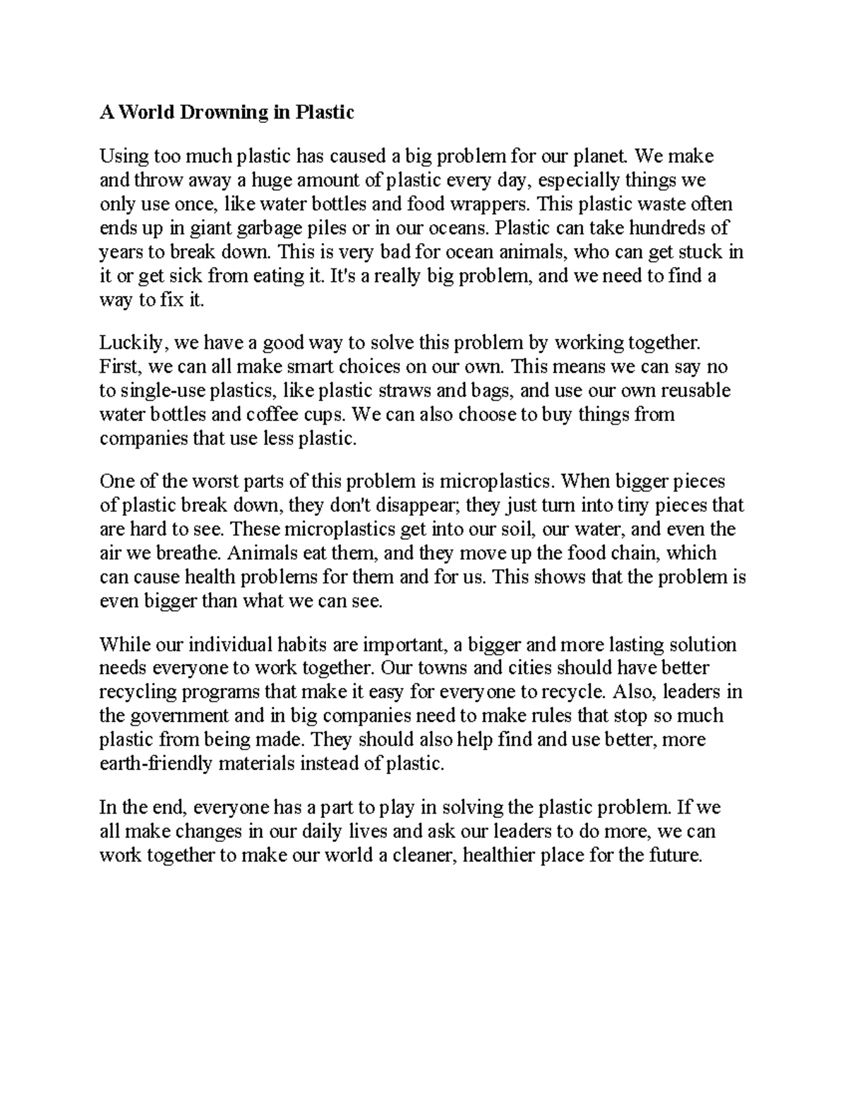 ENG 101: Essay on the Global Plastic Crisis and Solutions - Studocu