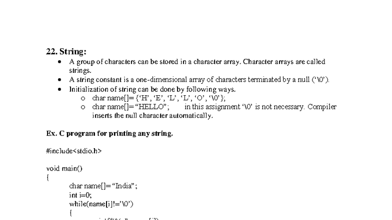 22. String Functions and C Programs: A Comprehensive Guide - Studocu