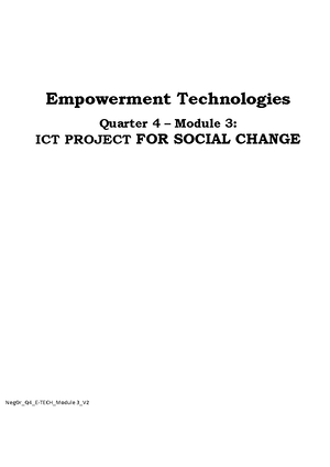 Empowerment Q4 module 2 - Empowerment Technologies Quarter 4 – Module 2: ICT AS PLATFORM FOR ...