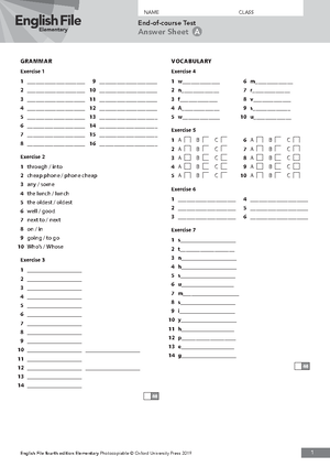 English FILE Pre-intermediate Test Booklet - PDF Room - 2 Jenny ...