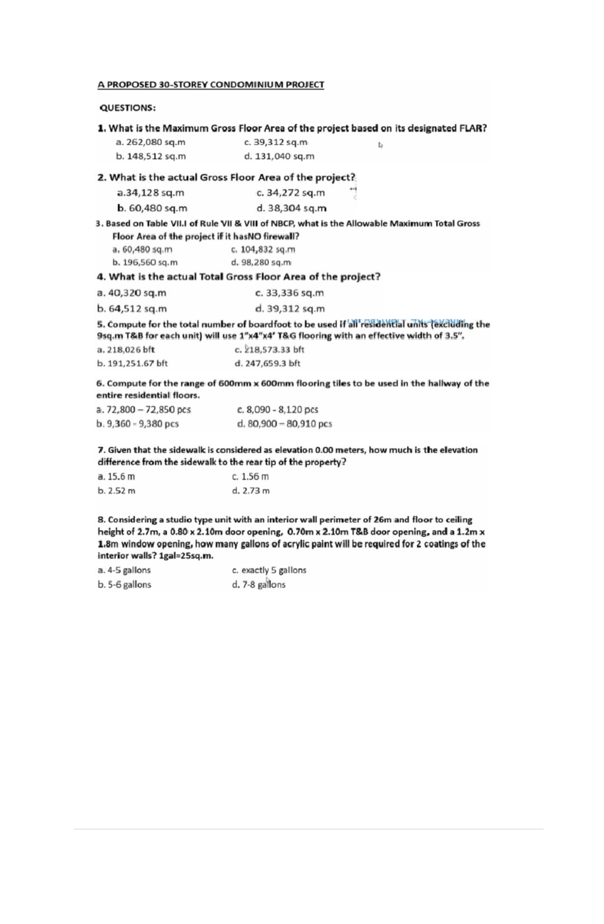 PLN - plan - A PROPOSED CONDOMINIUM PROJECT QUESTIONS: 1. What is the ...