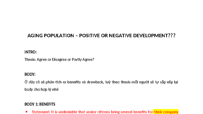 Sample-outline Aging-Population - AGING POPULATION – POSITIVE OR ...