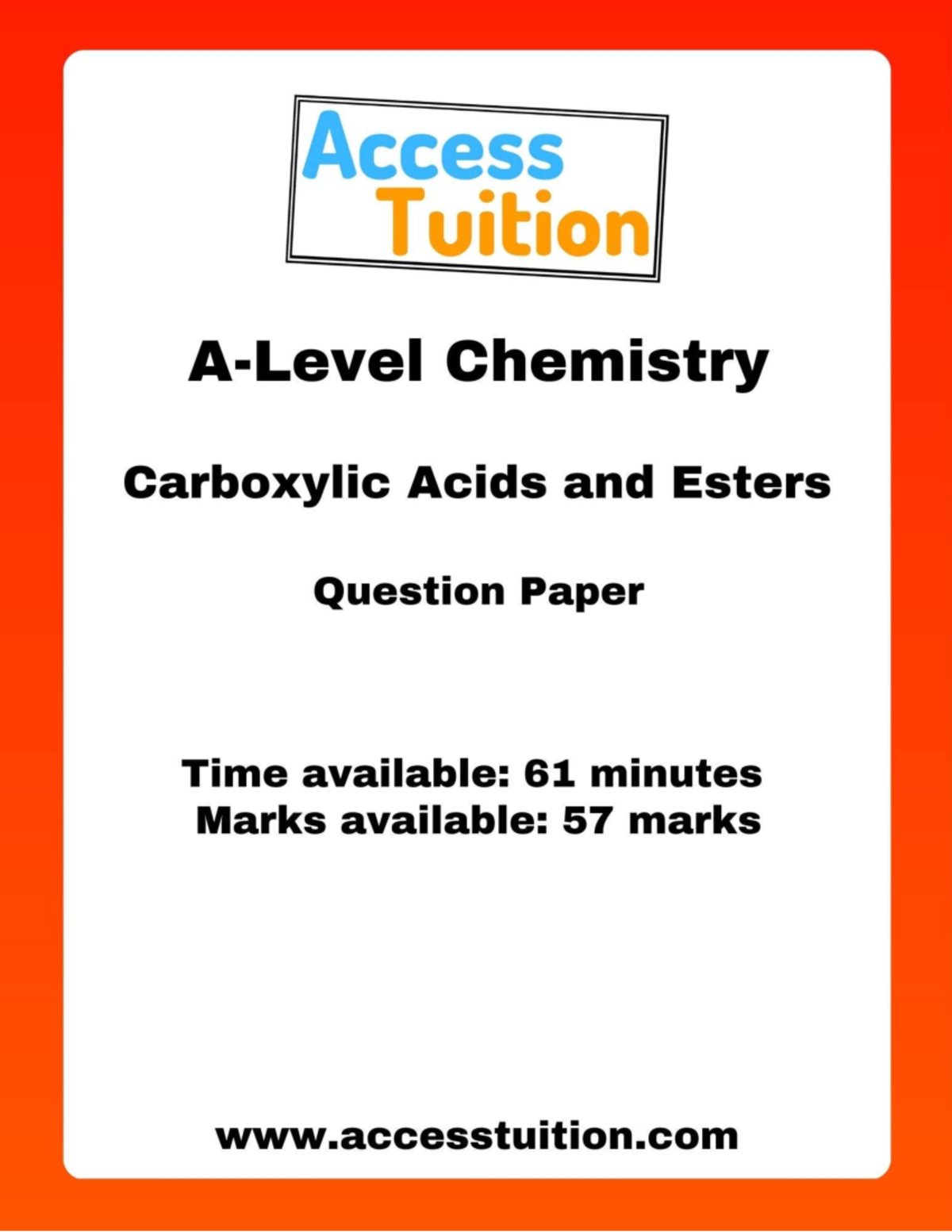 Carboxylic Acids and Esters QP (Chemistry 101) - Studocu