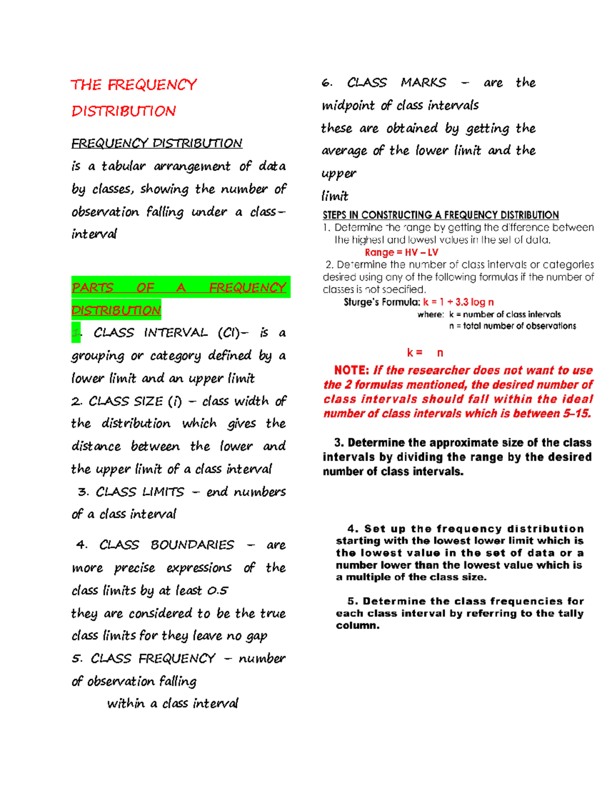 STAT Reviewerb Frequency DIST TO LAST - THE FREQUENCY DISTRIBUTION ...