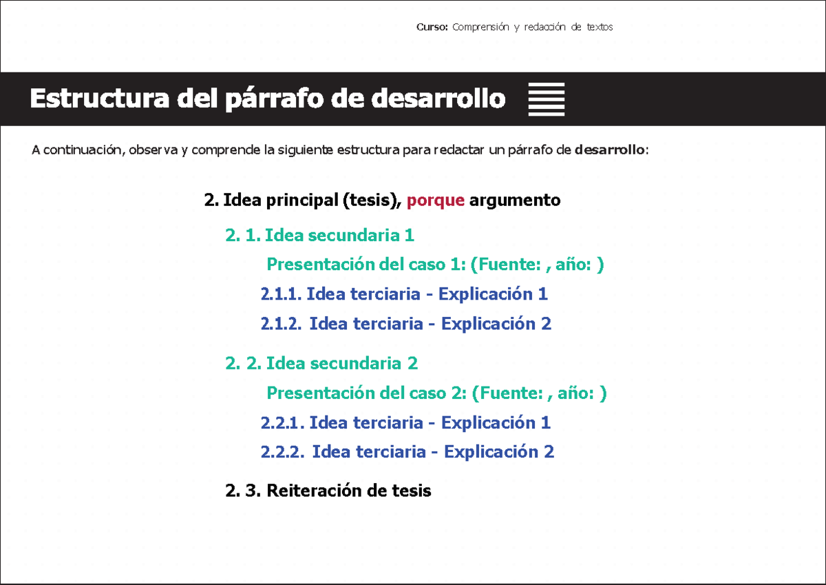 Curso: Comprensión y Redacción de Textos - Estructura de Párrafos - Studocu