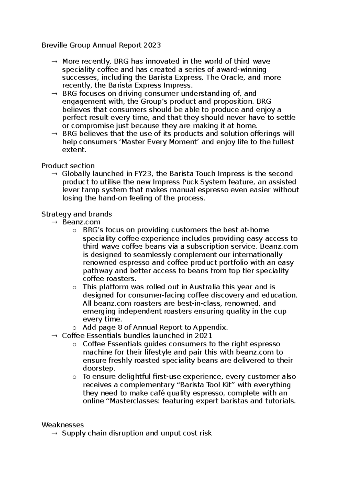 Breville Group Annual Report 2023: Insights & Market Analysis - Studocu