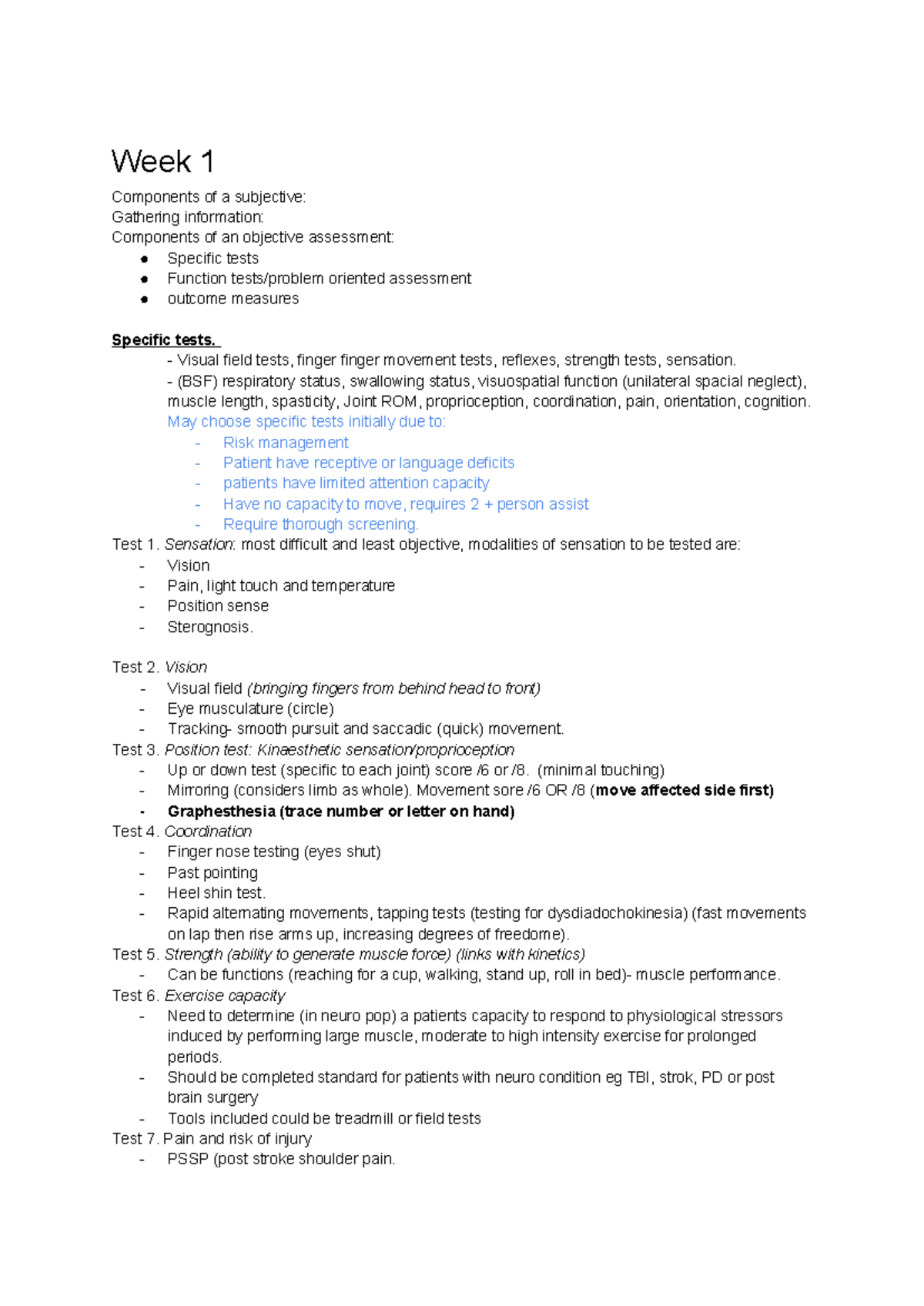 OSCE Neuro Exam Notes: Subjective and Objective Assessments Overview ...
