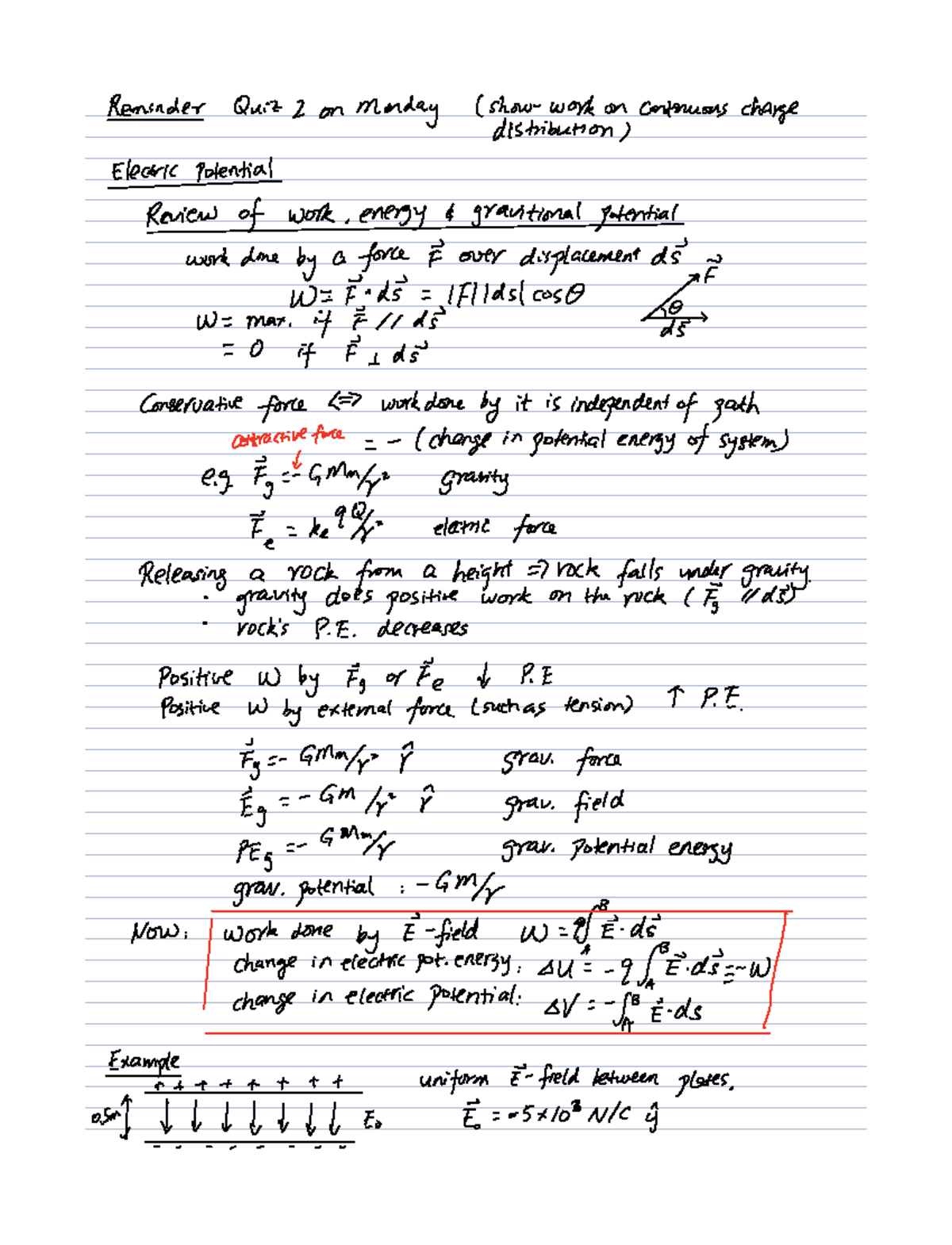 Electric Potential & Work-Energy Principles - Reminder Quiz 2 - Studocu