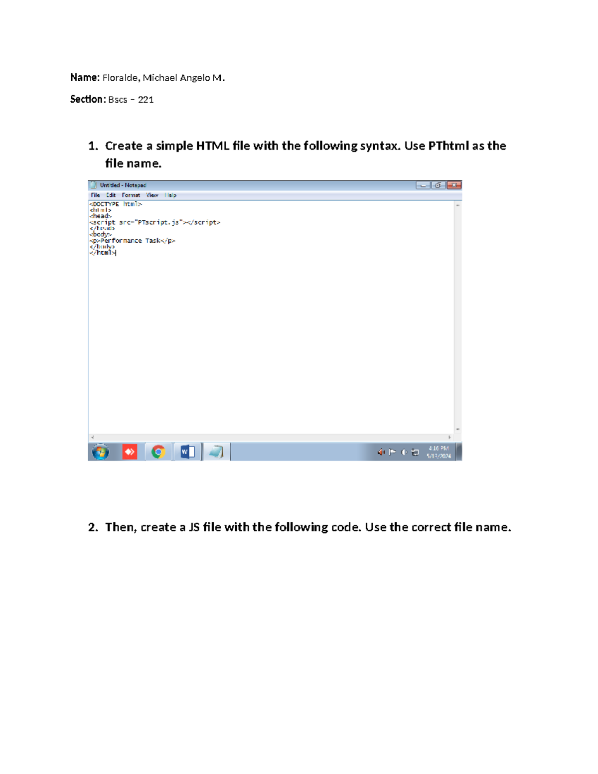 BSCS-221 Task Performance 1: HTML & JS Debugging Steps Explained - Studocu