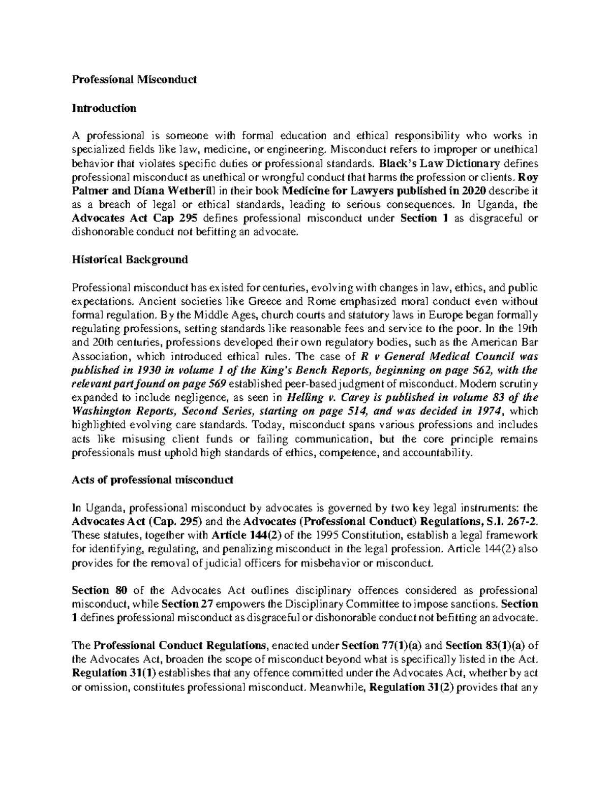 CLE - Professional Misconduct in Legal Practice: An Overview - Studocu