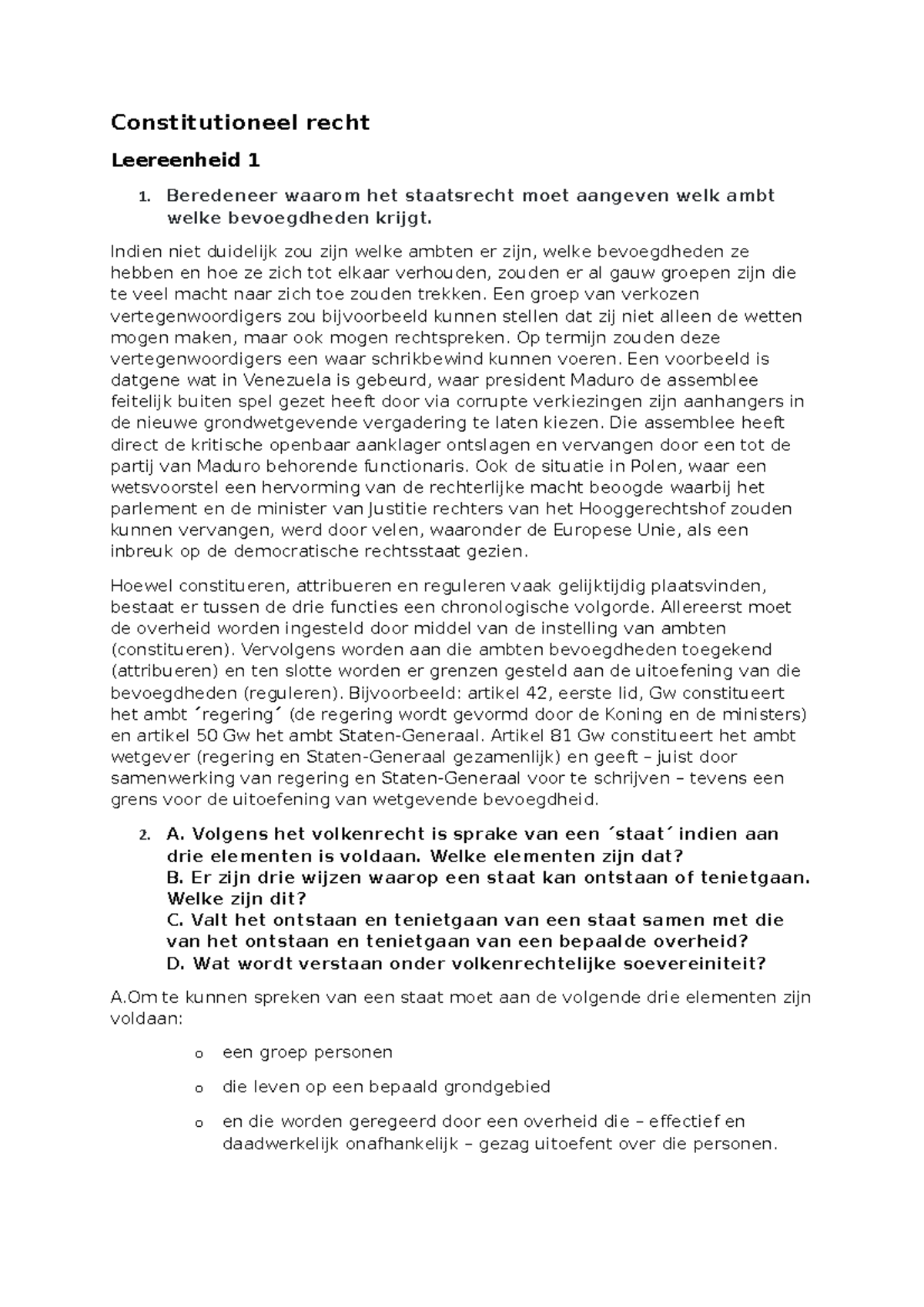 Vragen leereenheden compleet - Constitutioneel recht Leereenheid 1 ...