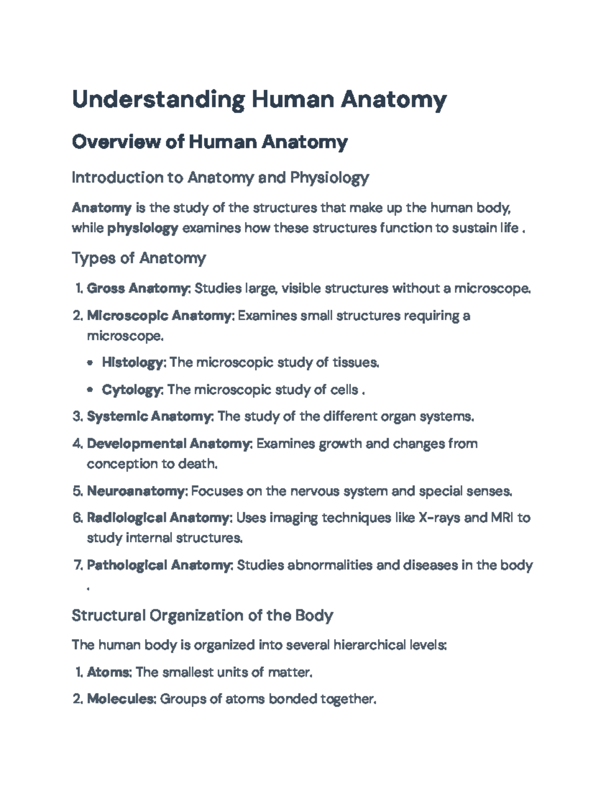 Understanding Human Anatomy: Key Concepts and Body Systems ...