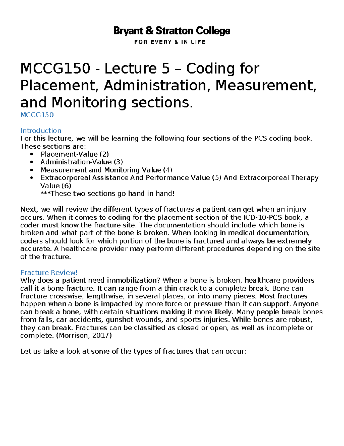 MCCG150 - Lecture 5: Understanding Coding in Placement, Administration & Monitoring - Studocu