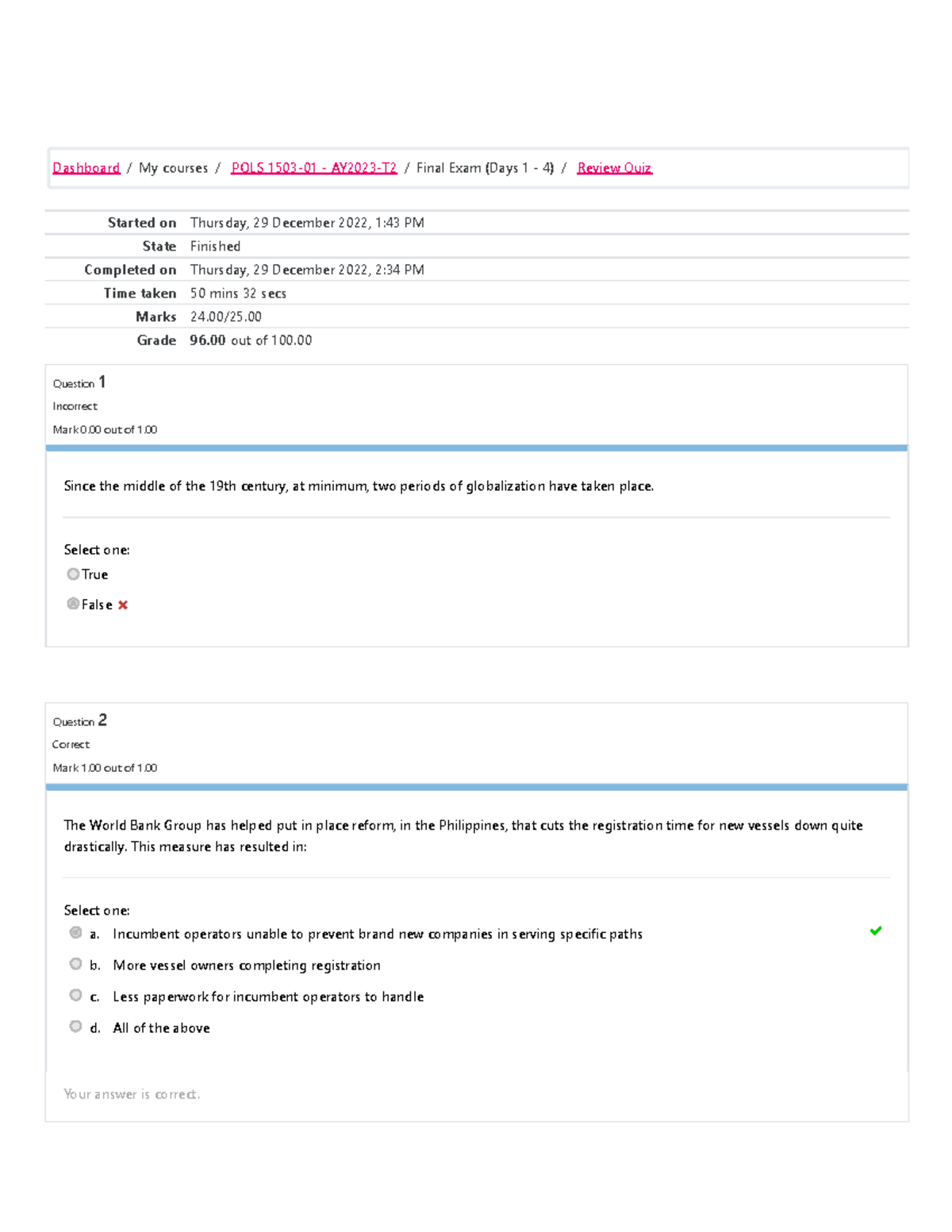 POLS 1503-01 Globalization Review Quiz: Key Concepts and Insights - Studocu