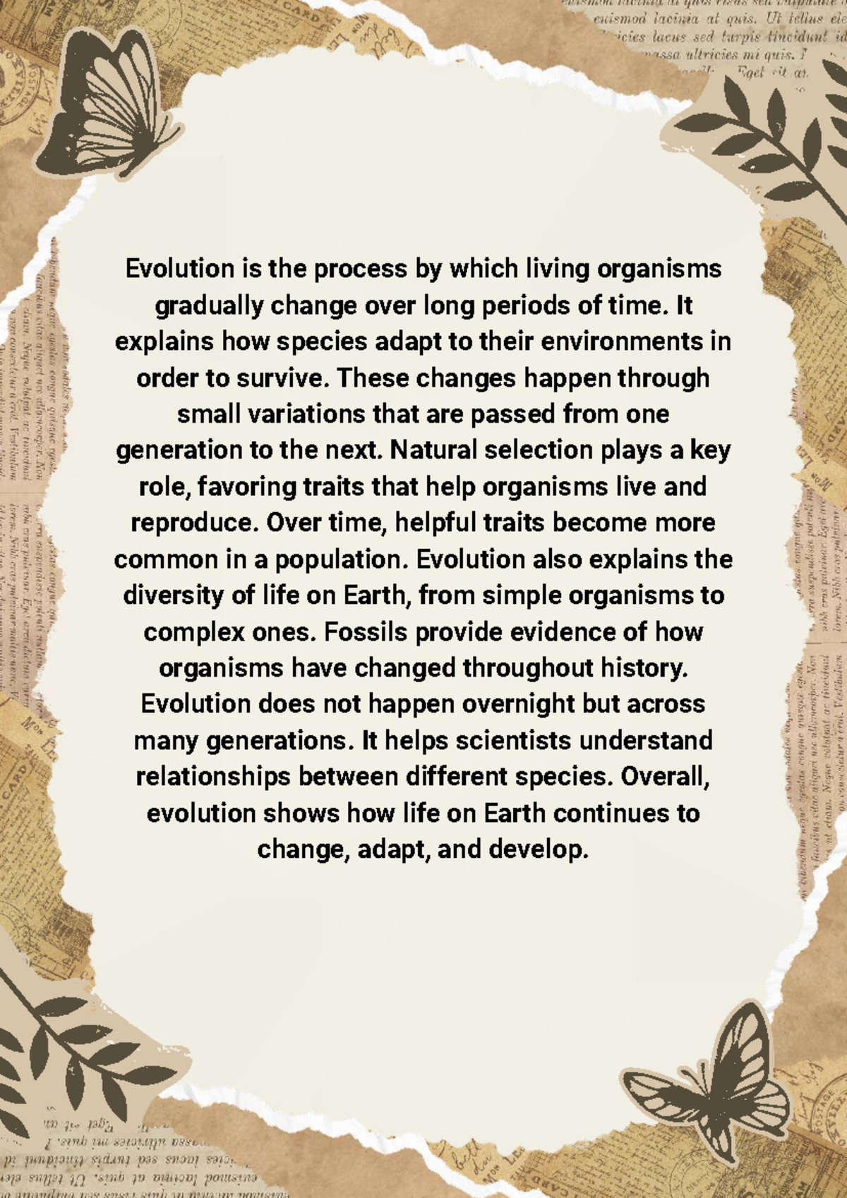 Evolution: Understanding Change in Organisms Over Time (2025-2026 ...