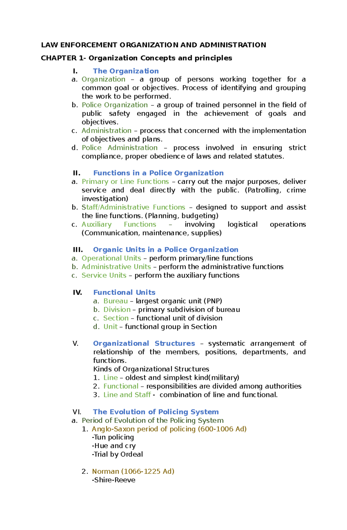 LEA-101 - Comprehensive Reviewer on Law Enforcement Org & Admin - Studocu