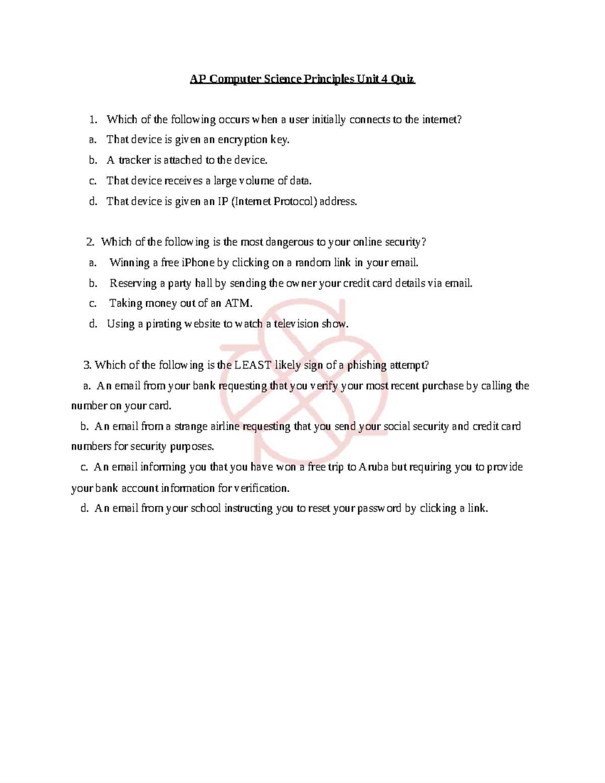 AP Computer Science Principles Unit 4 Study Guide - Studocu