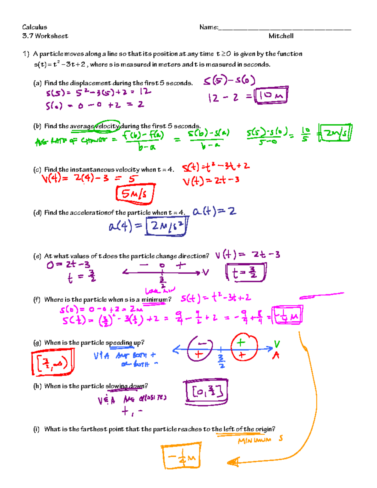 3.7 Worksheet KEY - Particle questions - position, velocity ...
