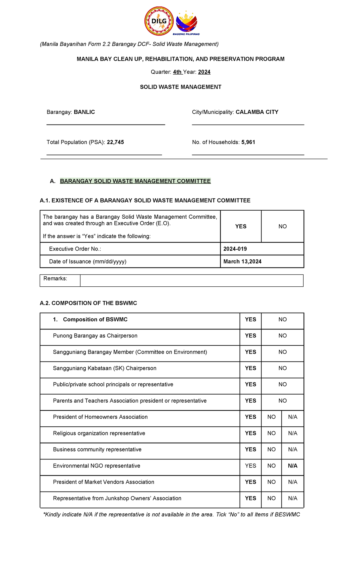 ECA BANLIC Solid Waste Management Report - Q4 2024 - Studocu