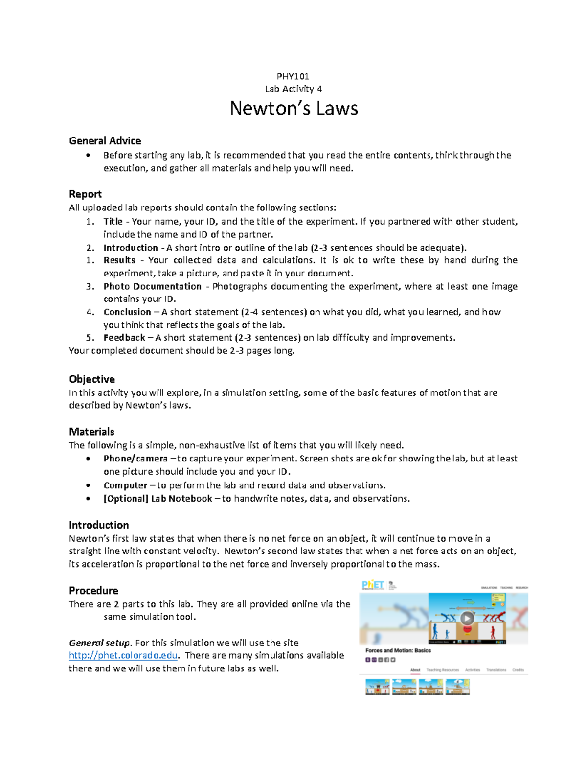 Lab Activity 04: Exploring Newton's Laws - PHY Lab Report - Studocu