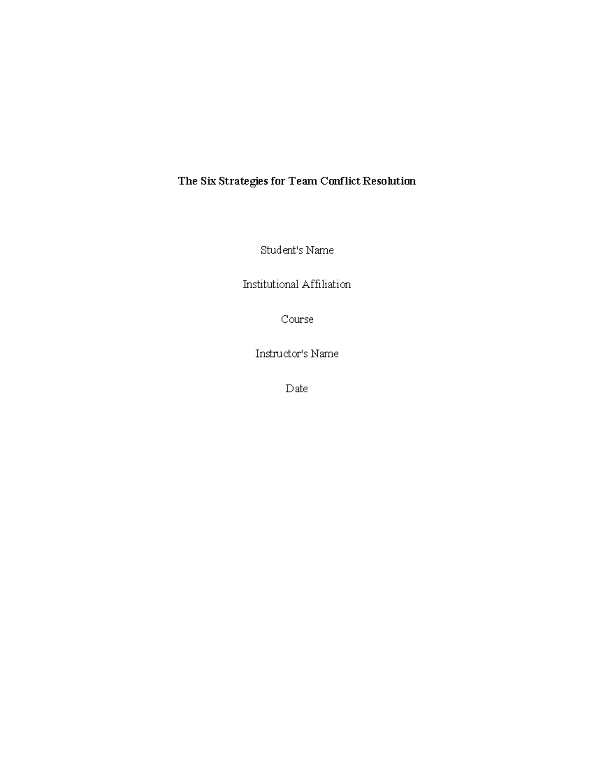 Conflict Resolution Strategies for Teams: A Comprehensive Guide - Studocu