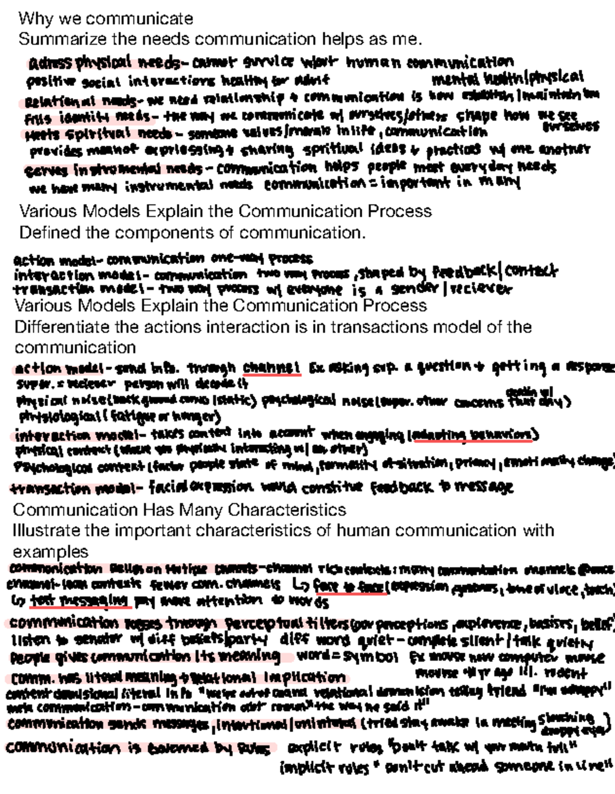 Human Communication Ch 1: Understanding Communication Models and Needs ...