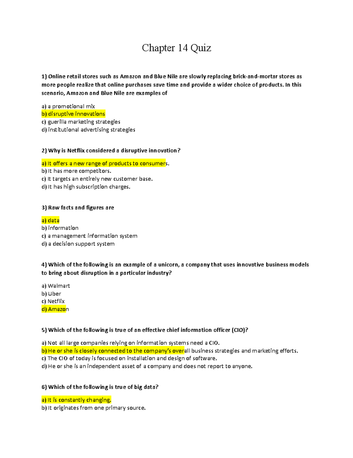 Chapter 14 Quiz - Key Concepts and Questions Review - Studocu