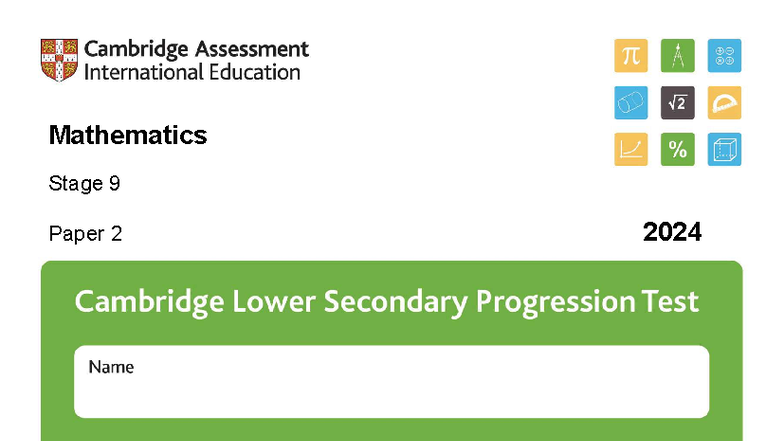 Year 9 Mathematics Stage 9 Paper 2 - UCLES 2024 - Studocu
