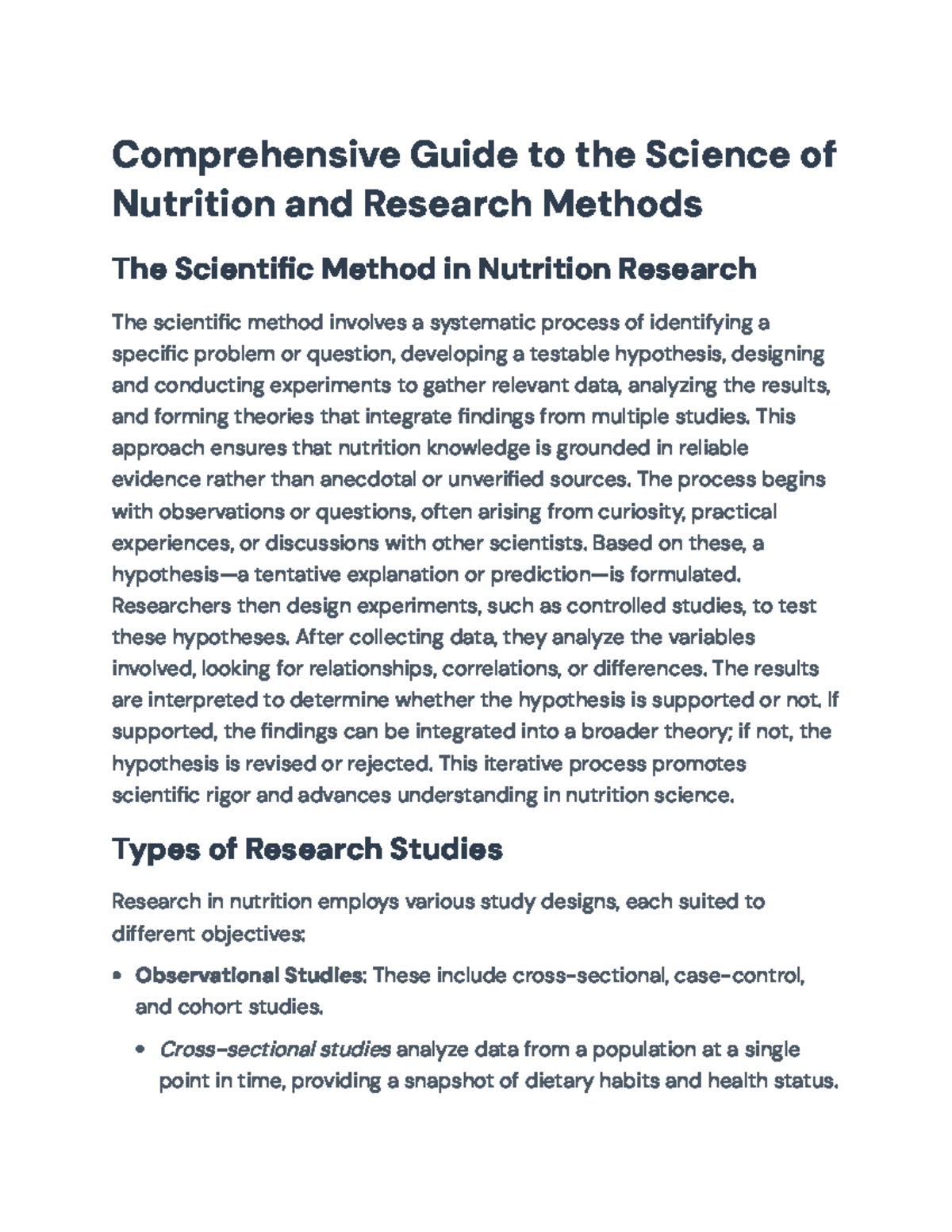 Comprehensive Guide to Nutrition Research Methods (NUTR 101) - Studocu