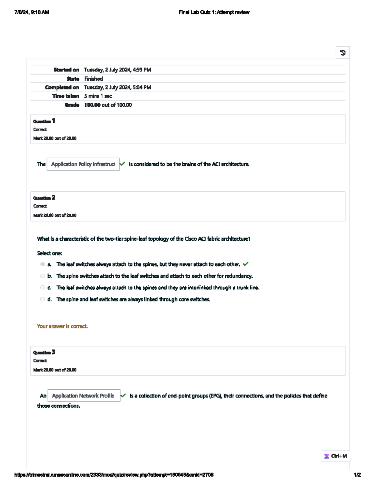 Data Communications and Networking 4 Final Lab Quiz 1 Review - Studocu