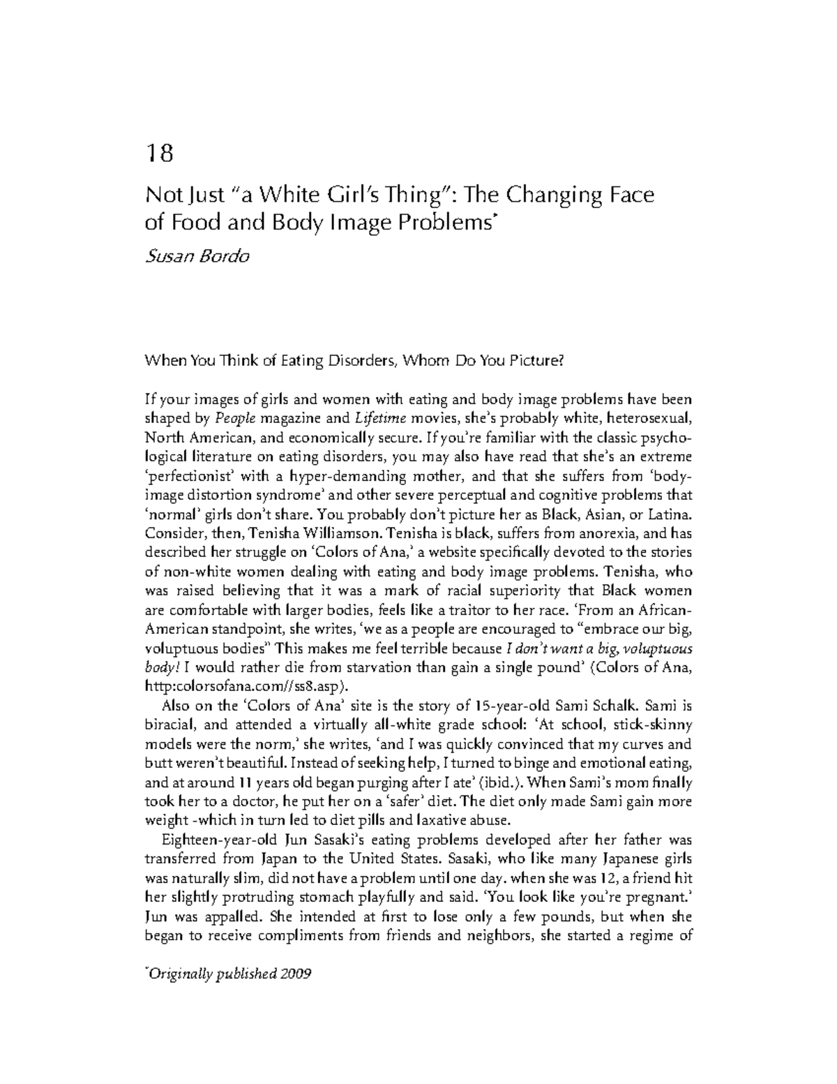 18 Not Just White: Rethinking Body Image & Eating Disorders - Studocu