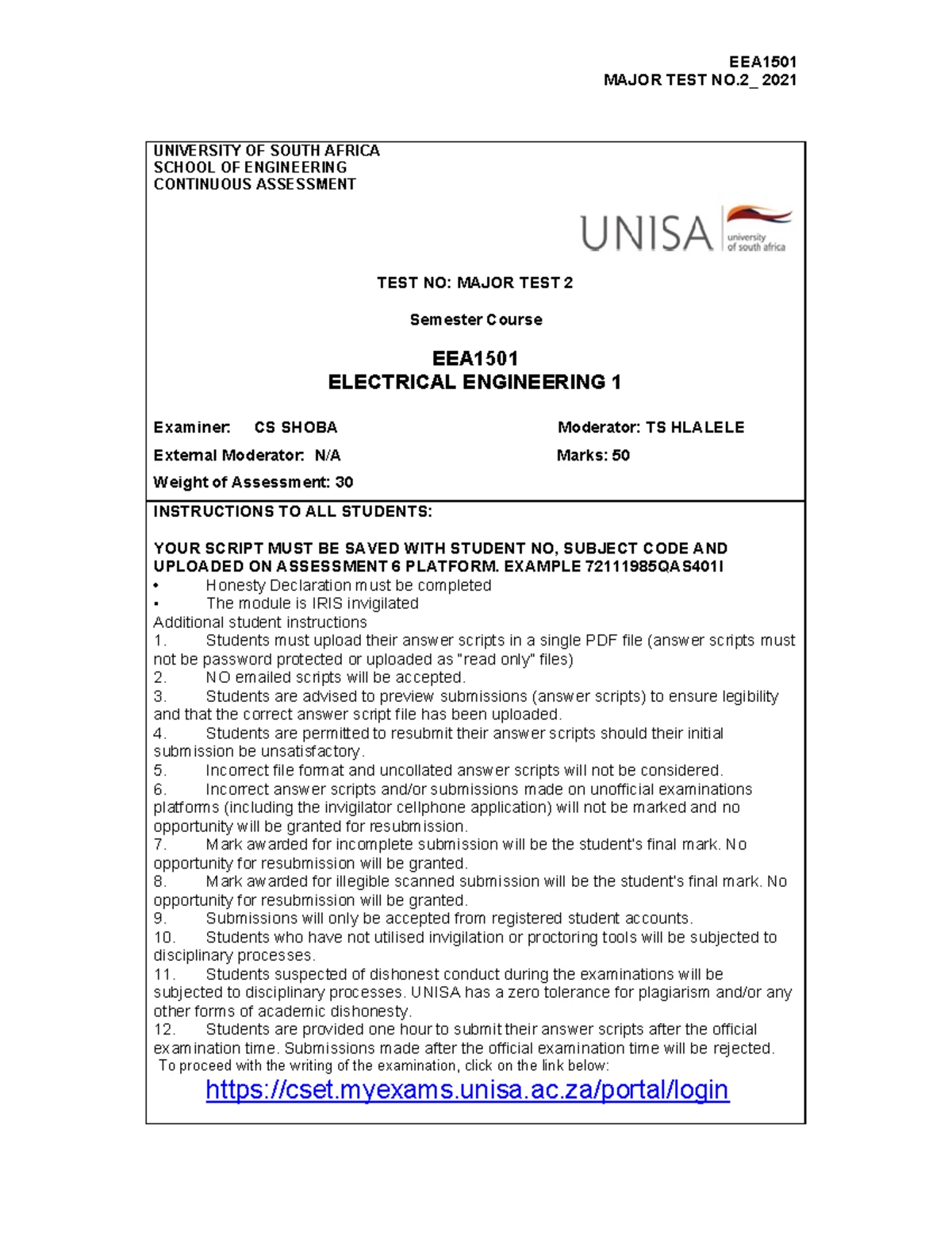 EEA2601 Practical Guide 01: Safety & Experiments in Electrical ...