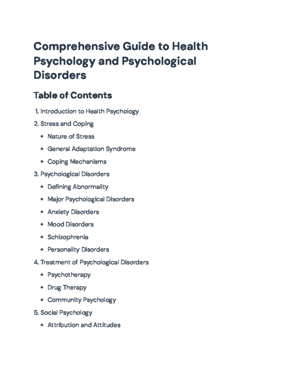 Health Psychology & Psychological Disorders Overview - PSY 101 Final ...