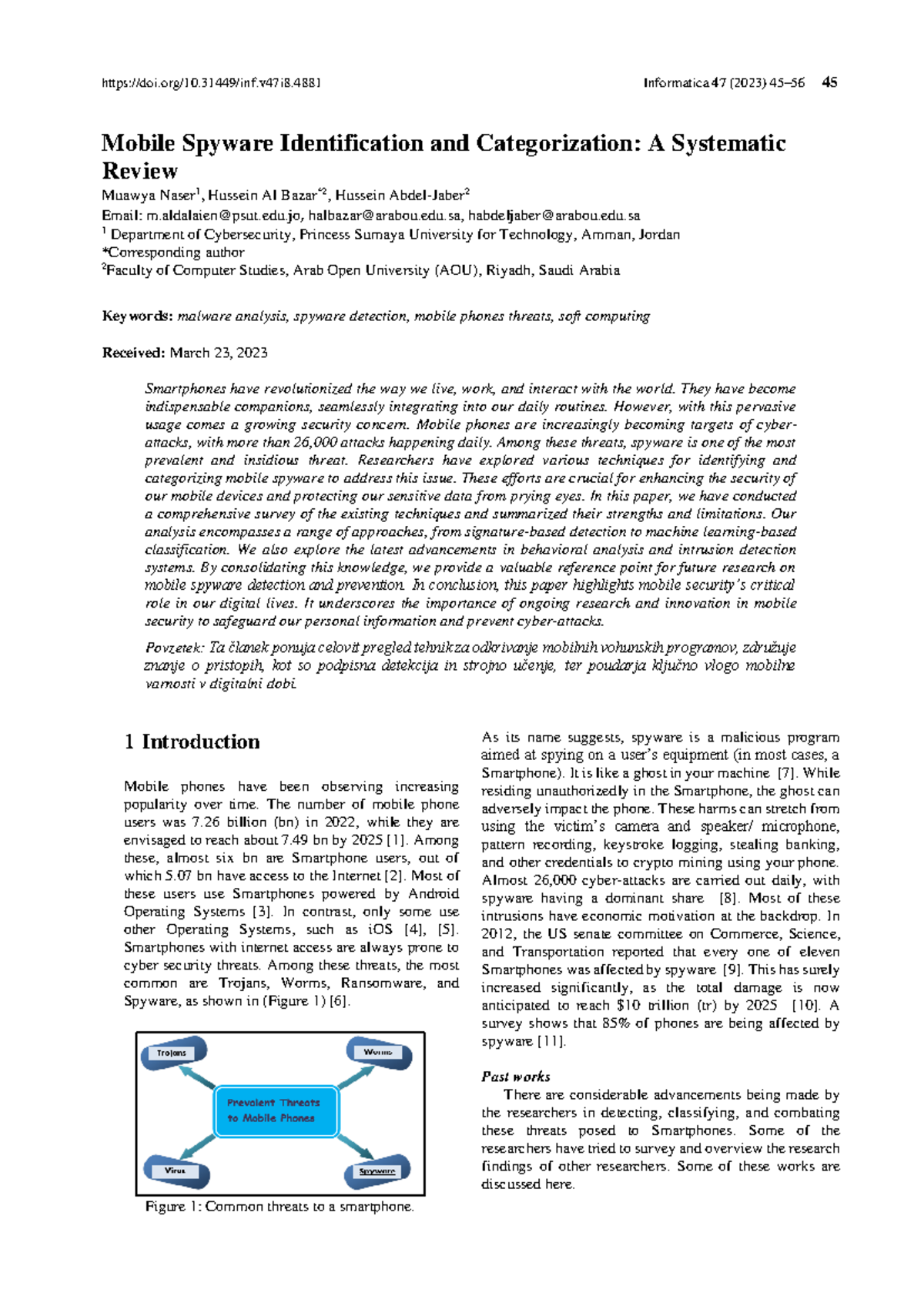 Mobile Spyware Detection Techniques: A Systematic Review (Informatica ...