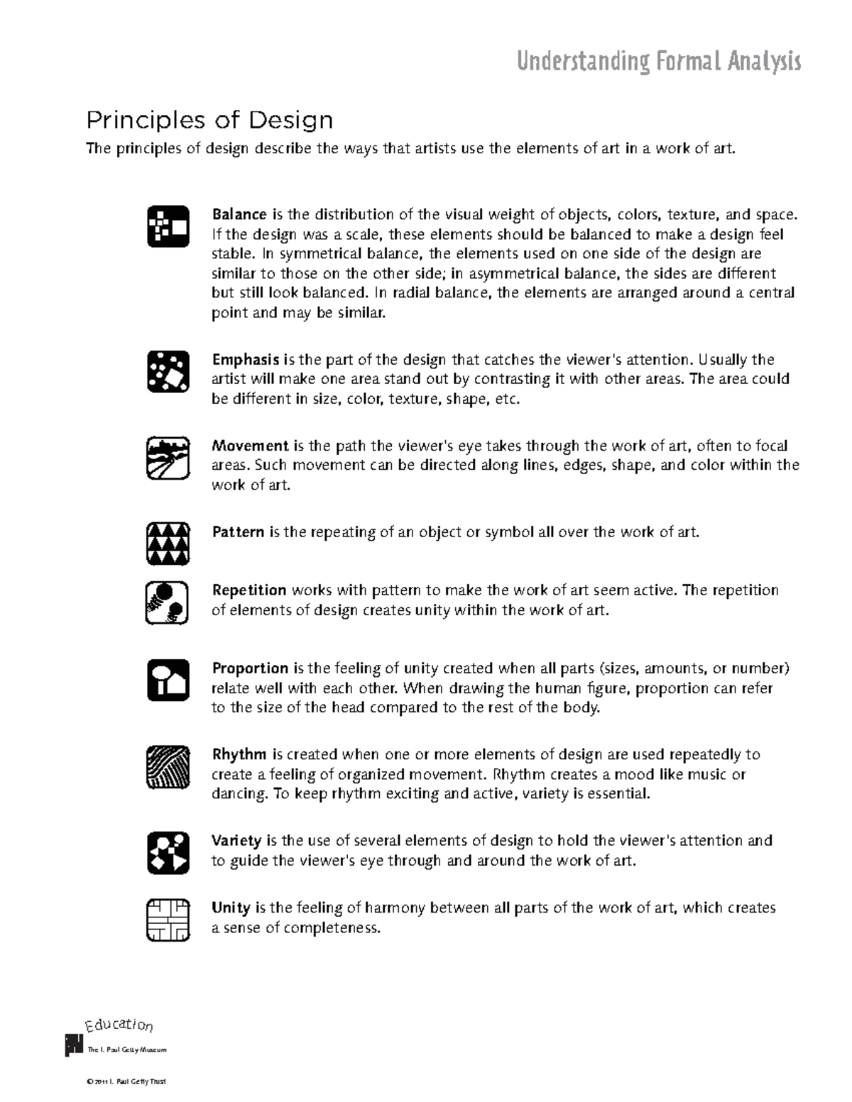 Principles of Design - © 2011 J. Paul Getty Trust Understanding Formal ...