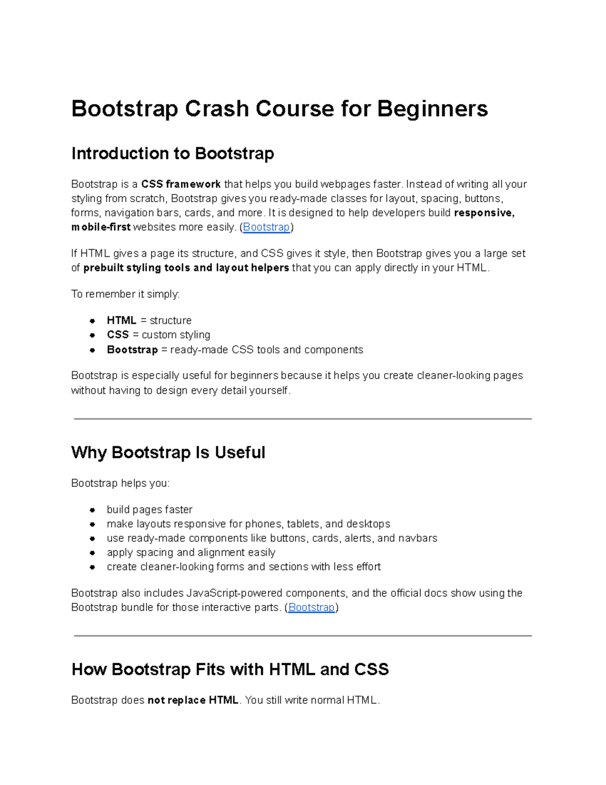 Bootstrap Crash Course for Beginners: A Comprehensive Guide - Studocu