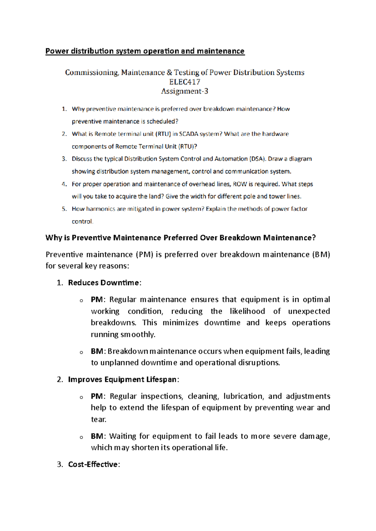 Power Distribution System Operation & Maintenance: Cmtpds Module-3 ...