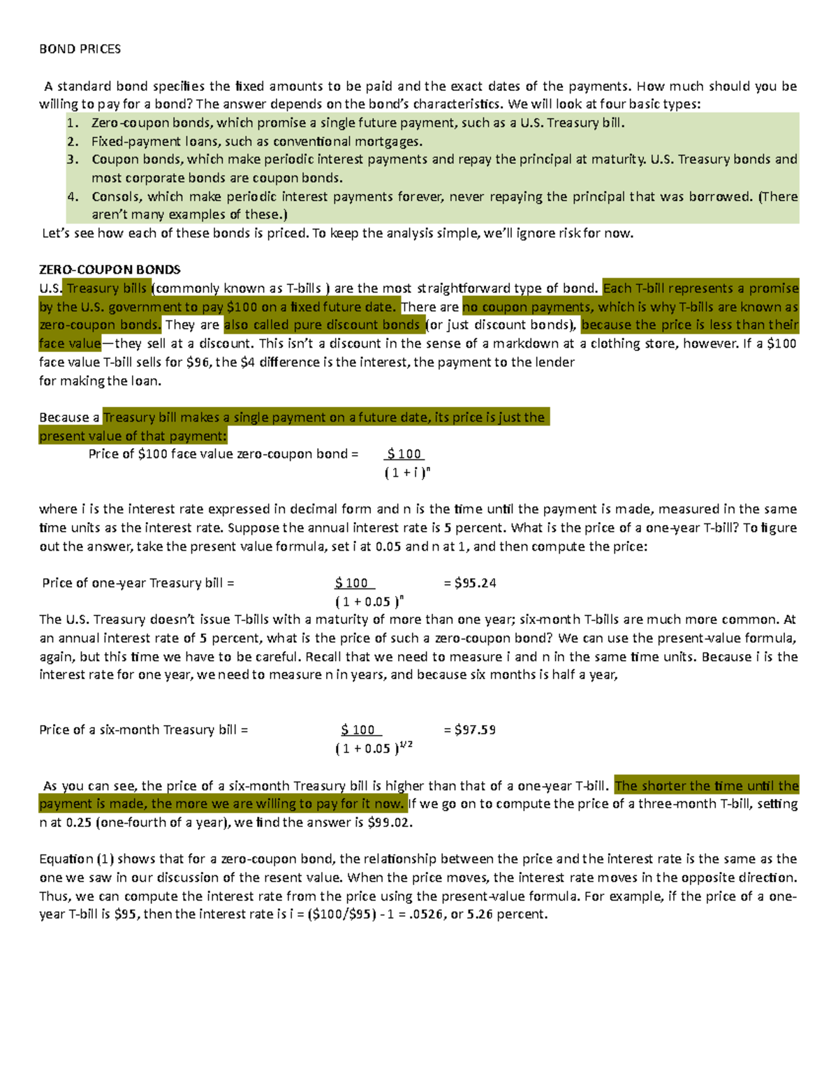 Bonds-Bond-Prices - none - BOND PRICES A standard bond specifies the ...