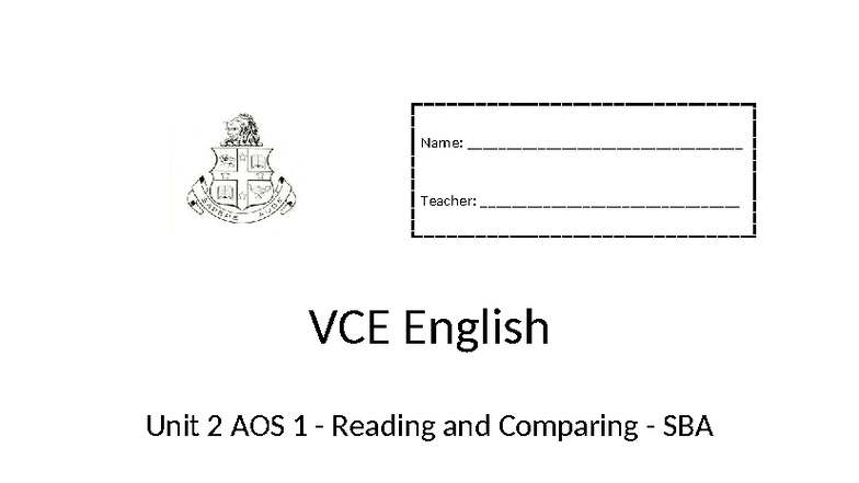 VCE English Unit 2 AOS 1: Analytical Response to The Handmaid's Tale ...