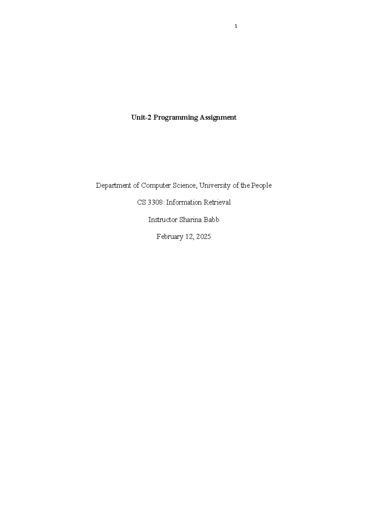 CS 3308 Unit-2 Programming Assignment: In-Memory Indexing Approach ...
