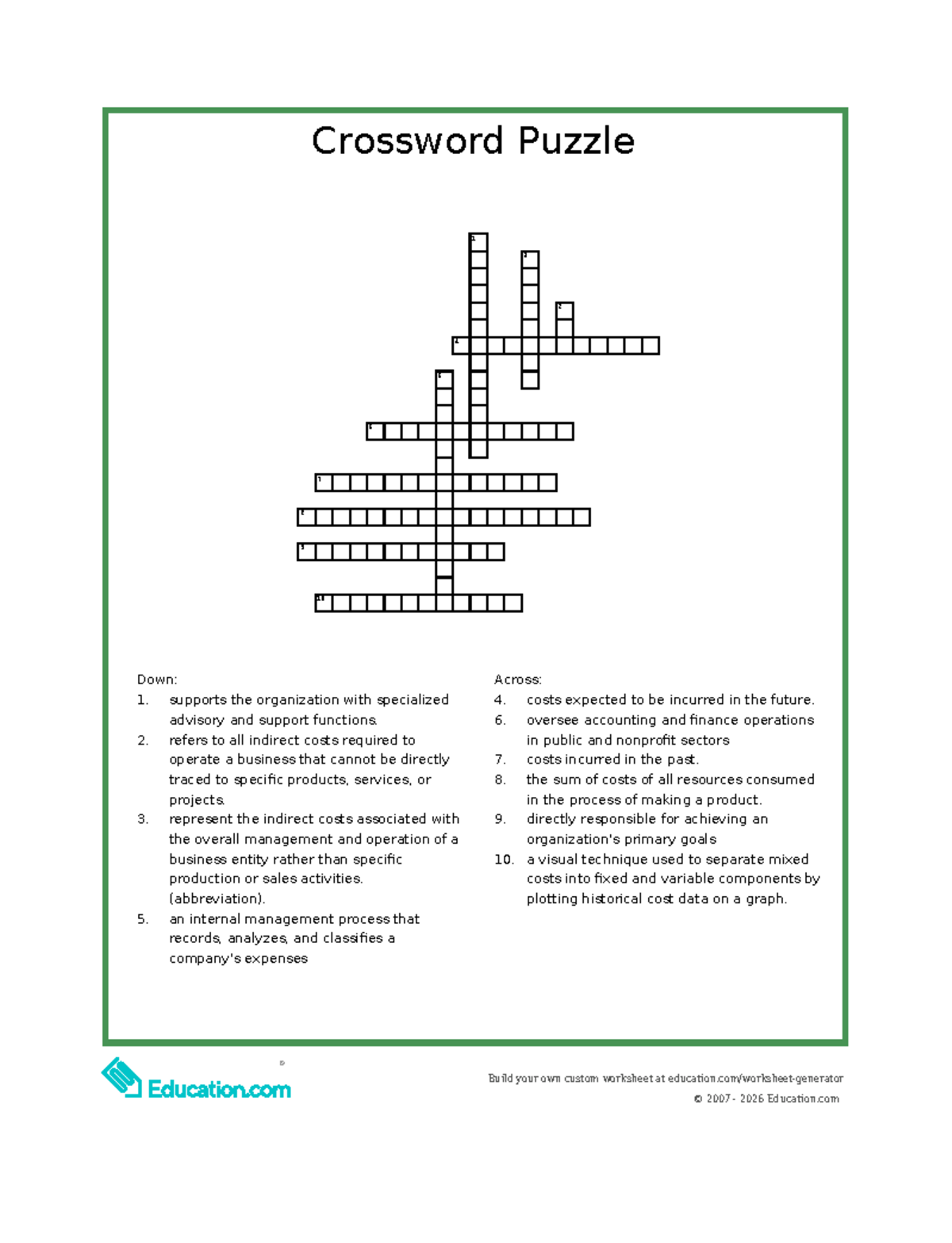 Crossword Puzzle Worksheet - Key Terms in Business Operations - Studocu