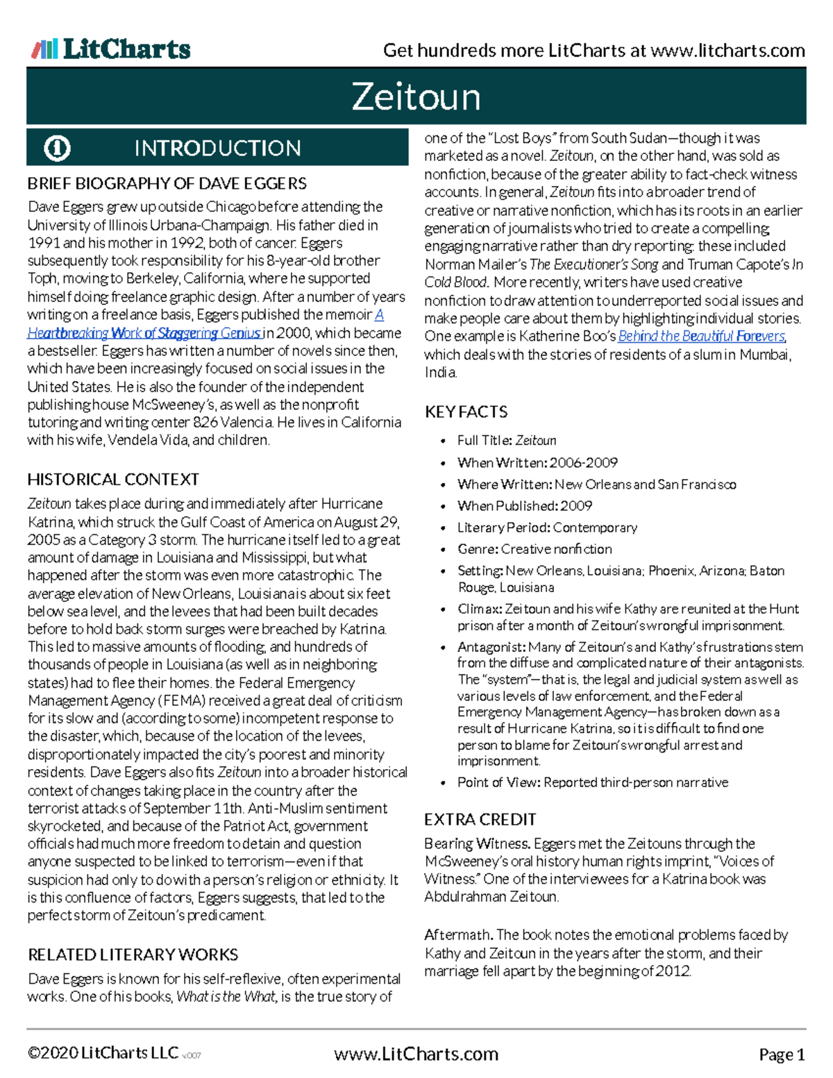 Zeitoun: A Comprehensive LitChart Analysis (CS 101) - Studocu