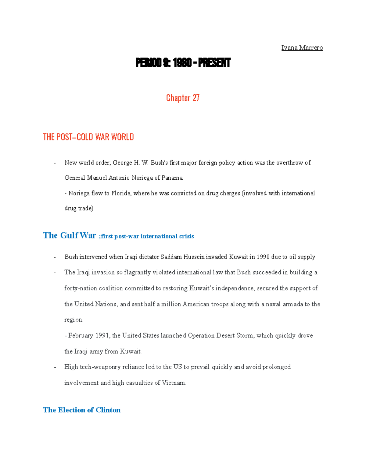 Period 9 Notes: The Post-Cold War World (Chapter 27) - Studocu