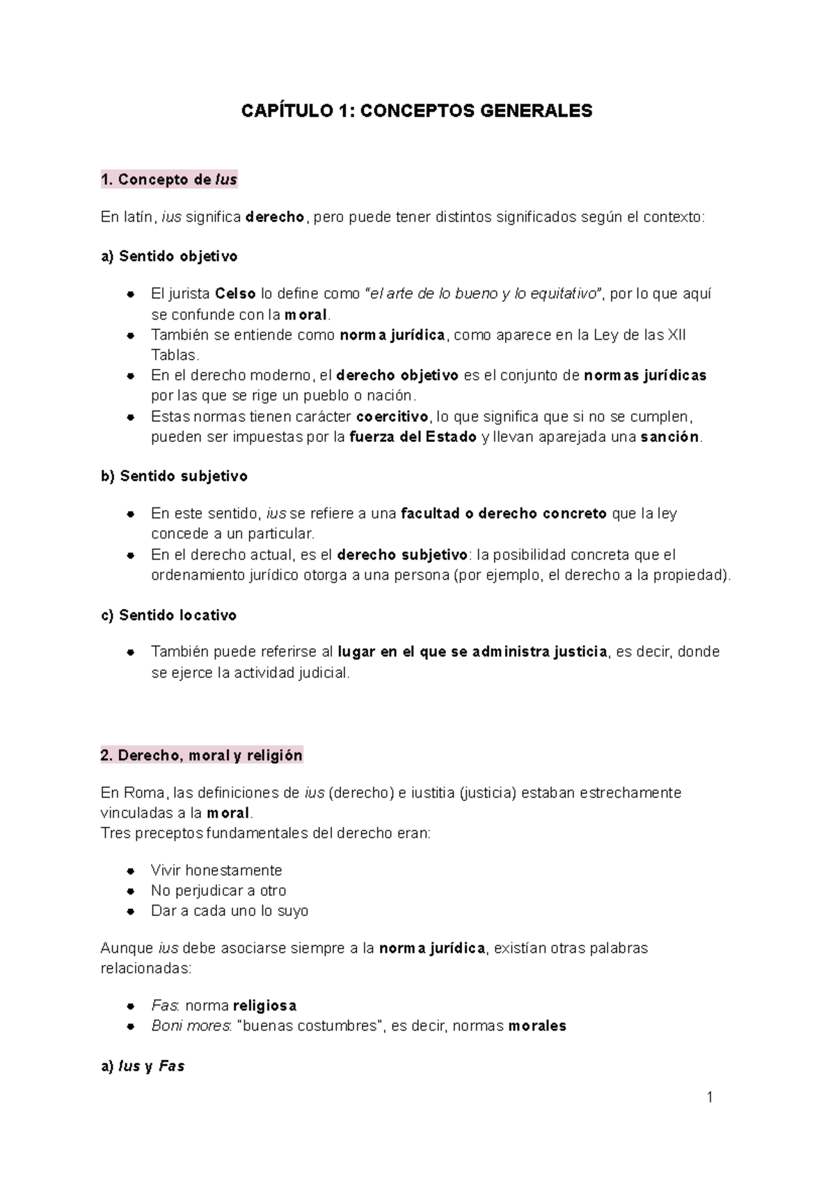 CAPÍTULO 1: CONCEPTOS GENERALES Y DERECHO ROMANO - MANUAL M - Studocu