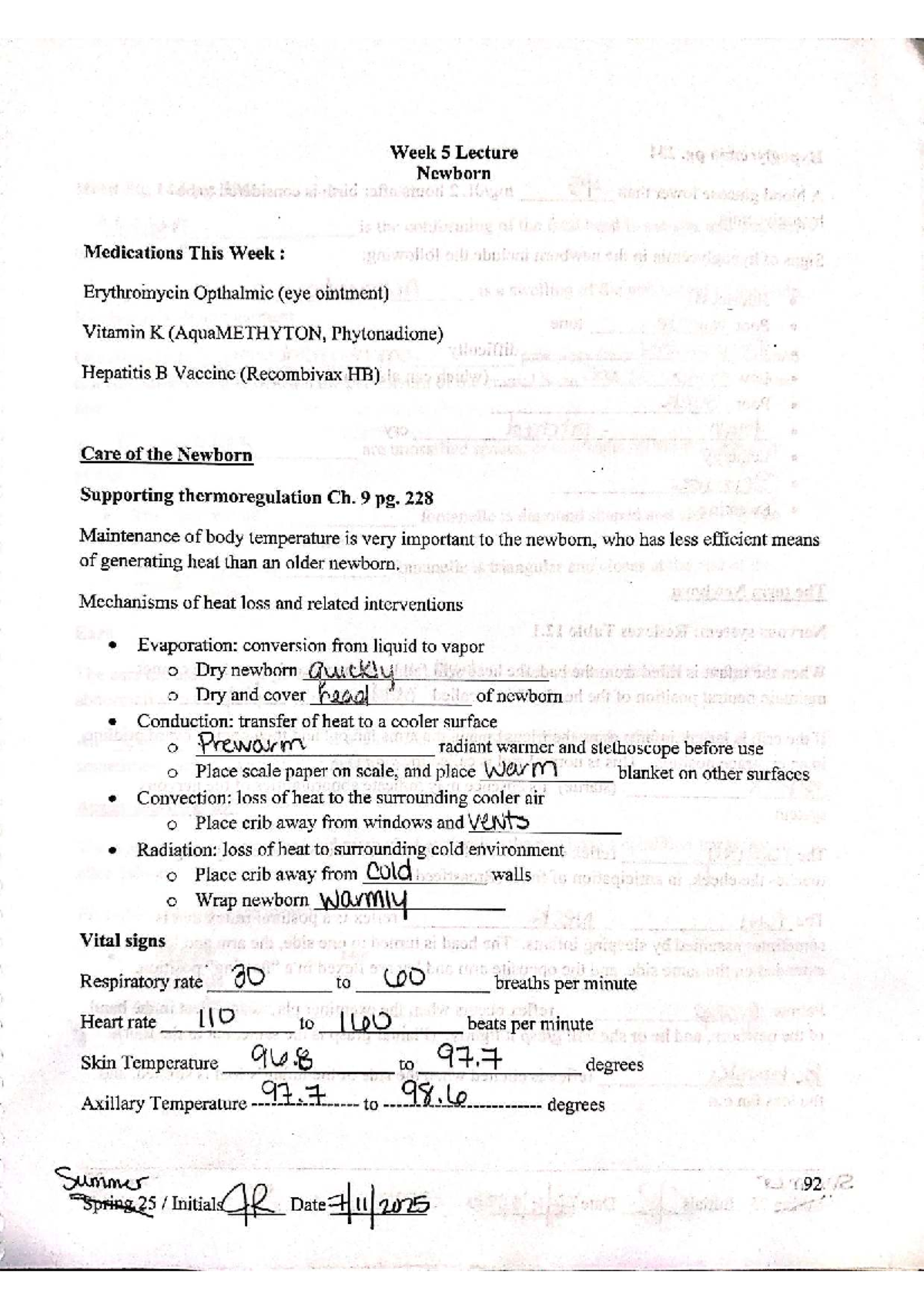 NUR 166 Week 5 Lecture: Newborn Medications and Care Insights - Studocu